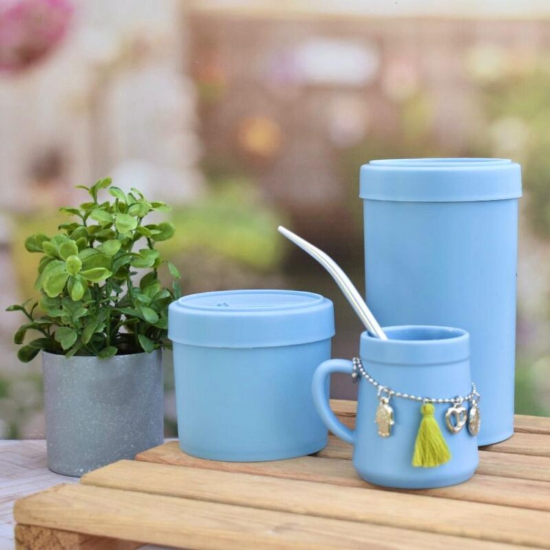Combo Latas + Mate Vintage - Celeste - HOLA DECO