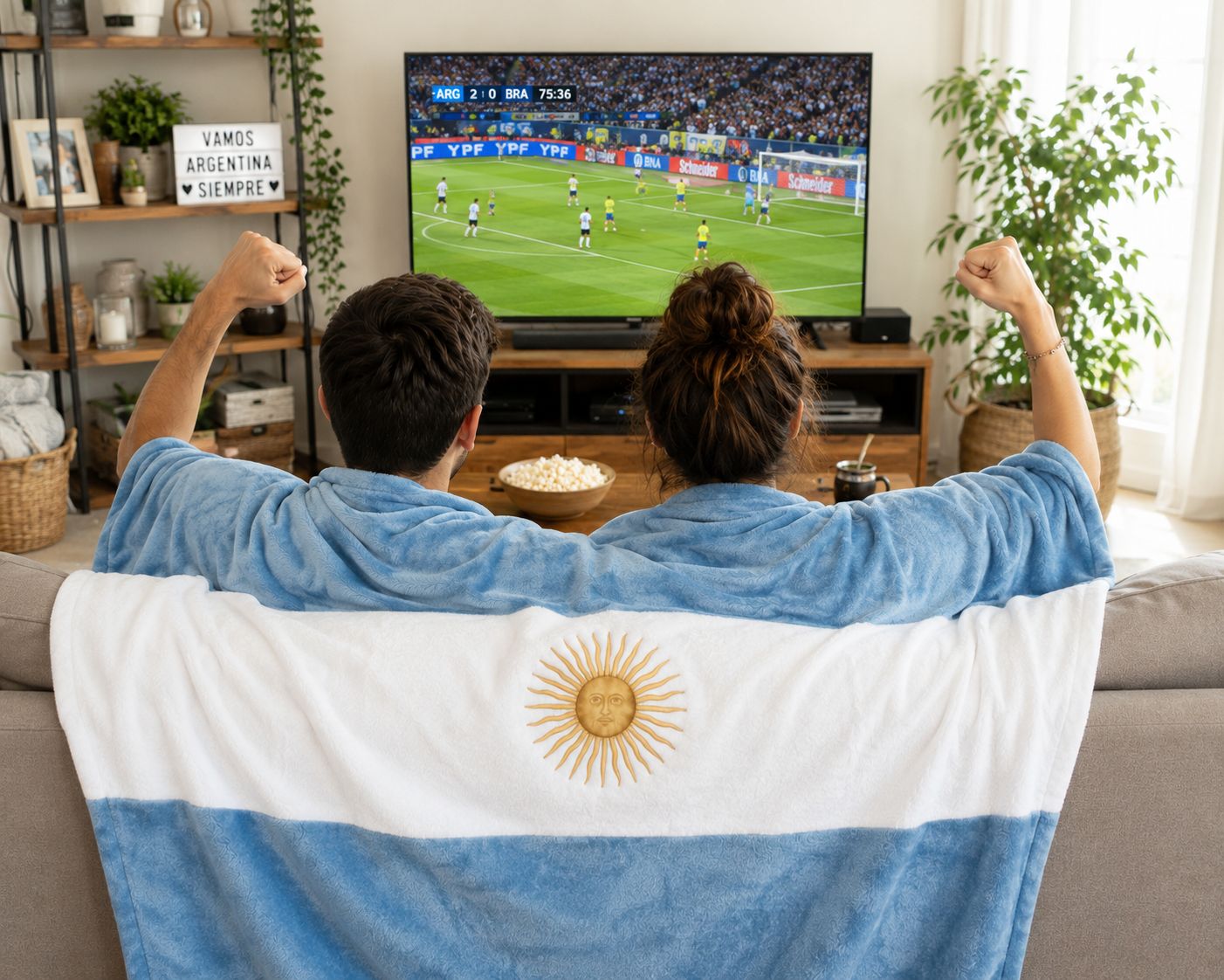 Manta Corderito Argentina Bordada - Hola Deco
